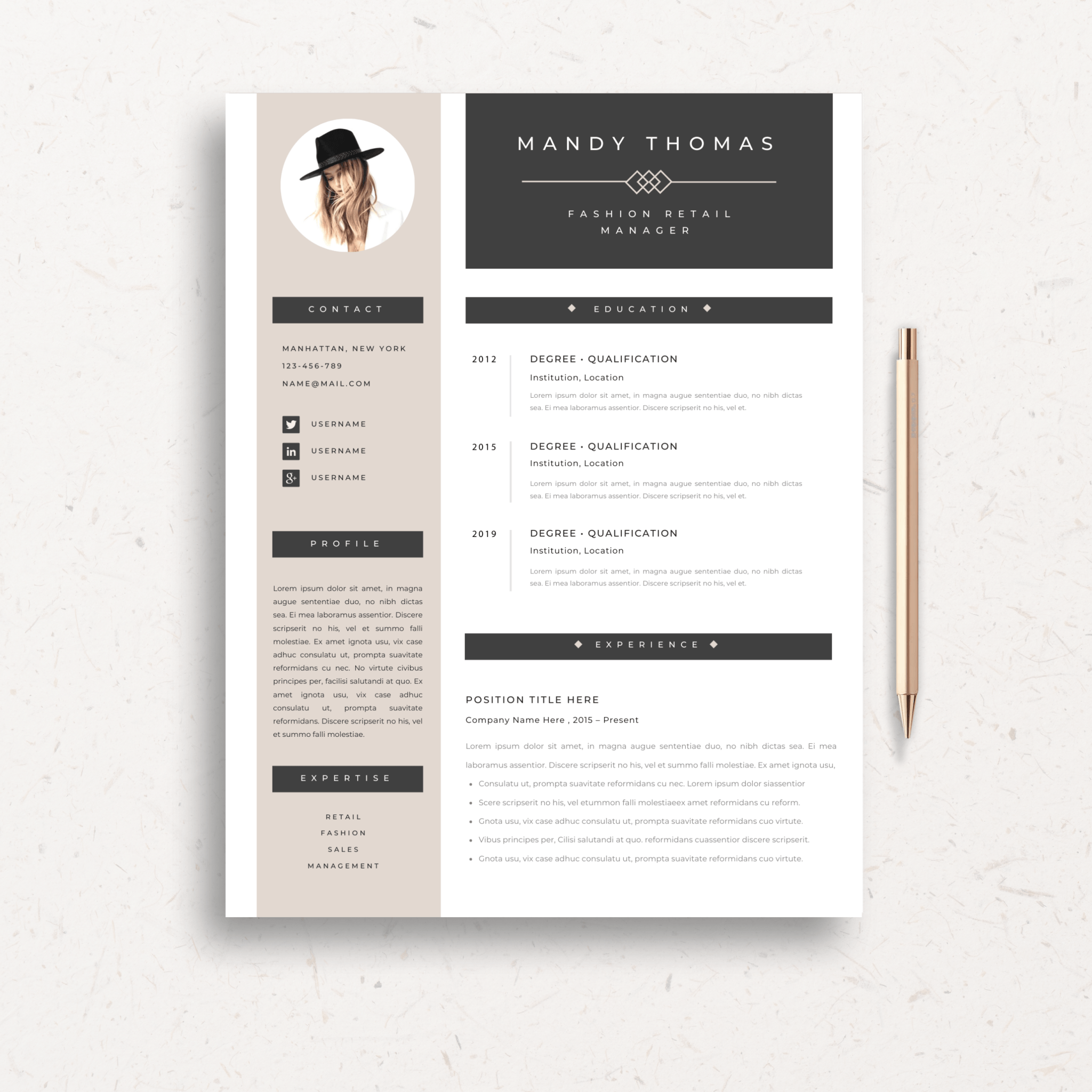 Mandy Thomas Boho Resume Template for Canva – Career Creative