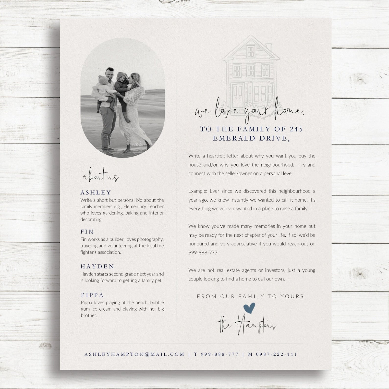 Hampton Style Home Love Letter Template for Home Proposal for Canva ...